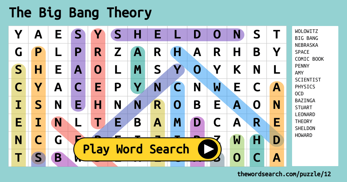 The Big Bang Theory Word Search