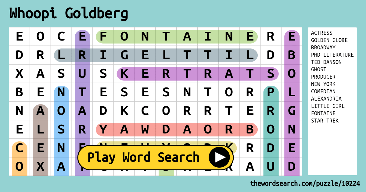 Whoopi Goldberg Word Search