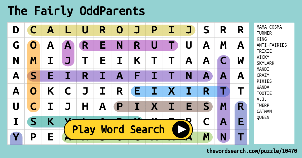 The Fairly OddParents Word Search