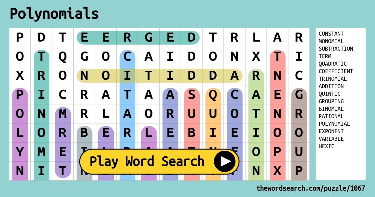 Polynomials Word Search