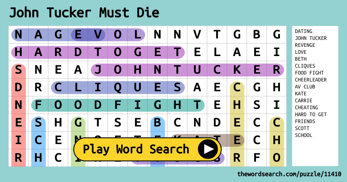 John Tucker Must Die Word Search