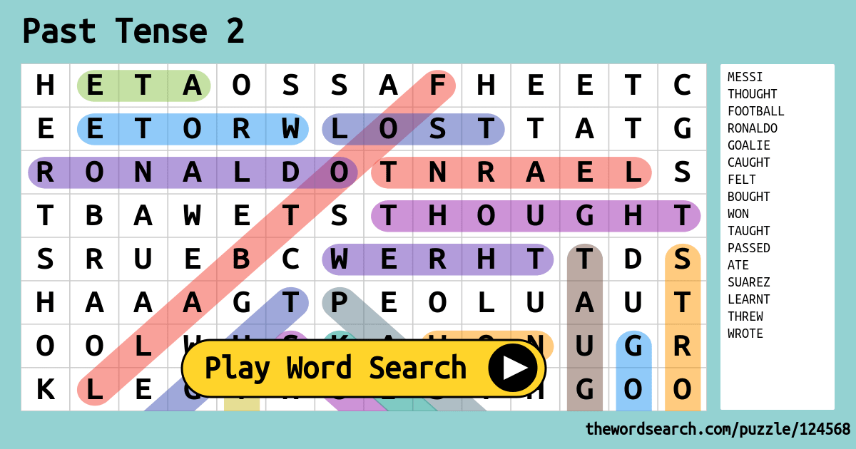 Past Tense 2 Word Search