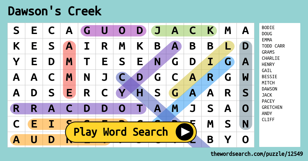 Dawson's Creek Word Search