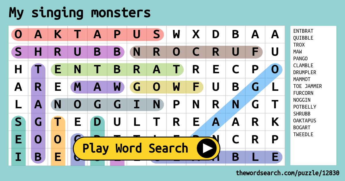 Download Word Search on My singing monsters