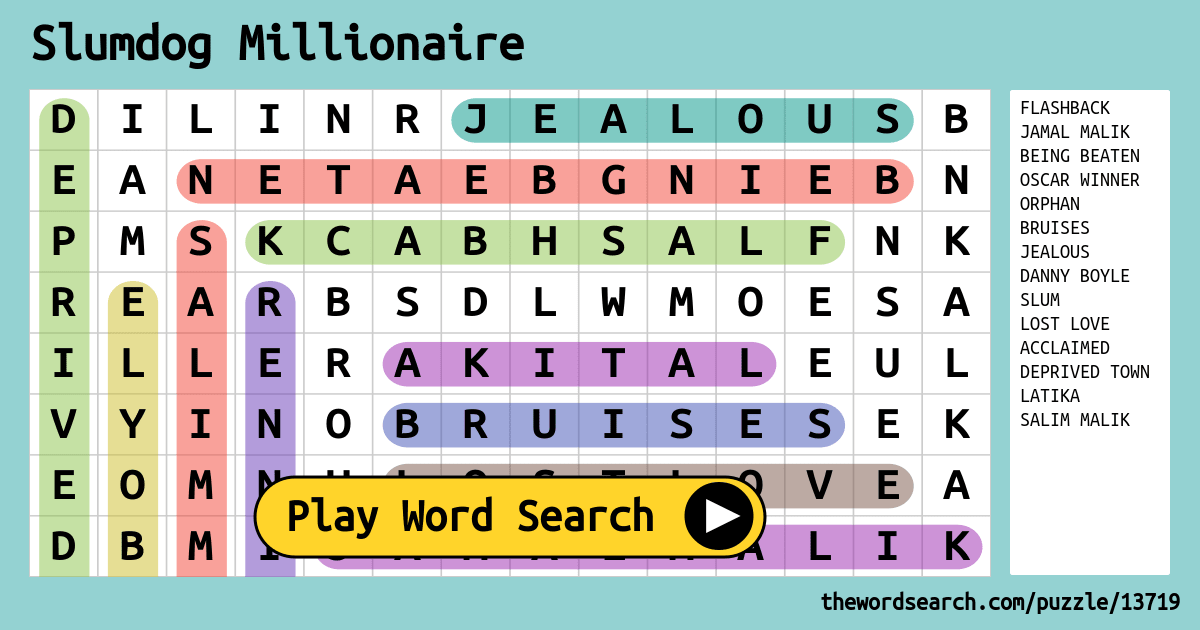 Slumdog Millionaire Word Search