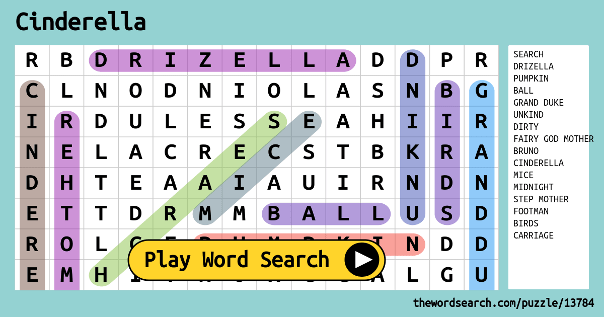 Cinderella Word Search