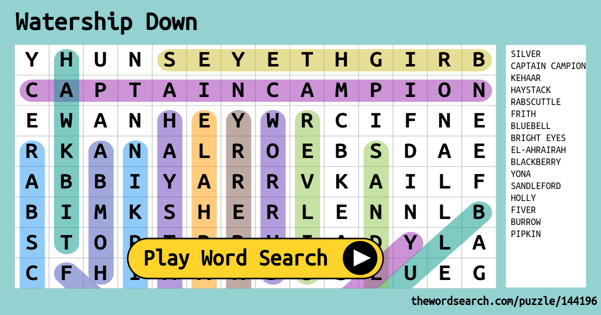 Watership Down Word Search