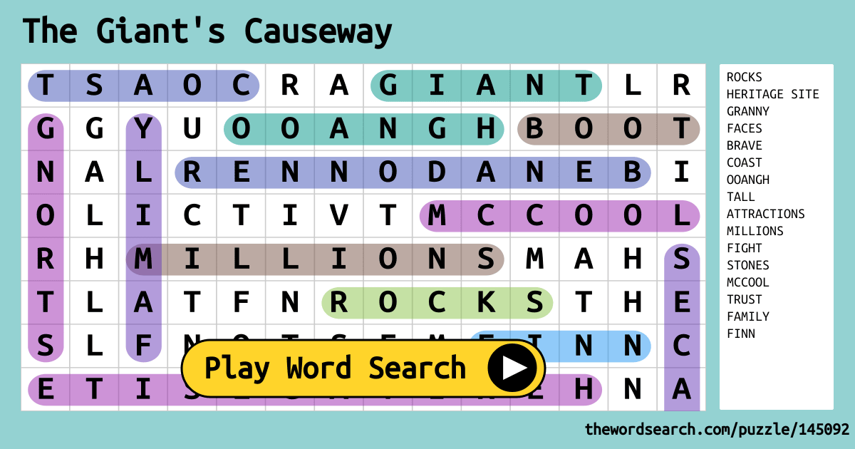 Download Word Search on The Giant's Causeway