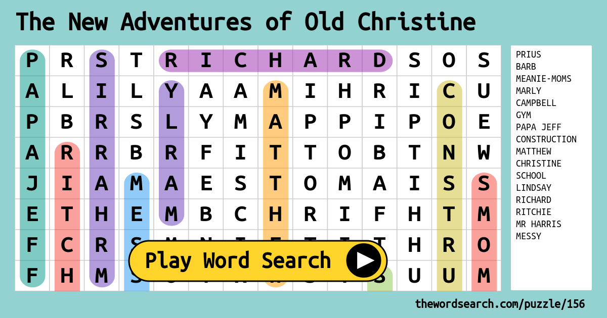 The New Adventures of Old Christine Word Search
