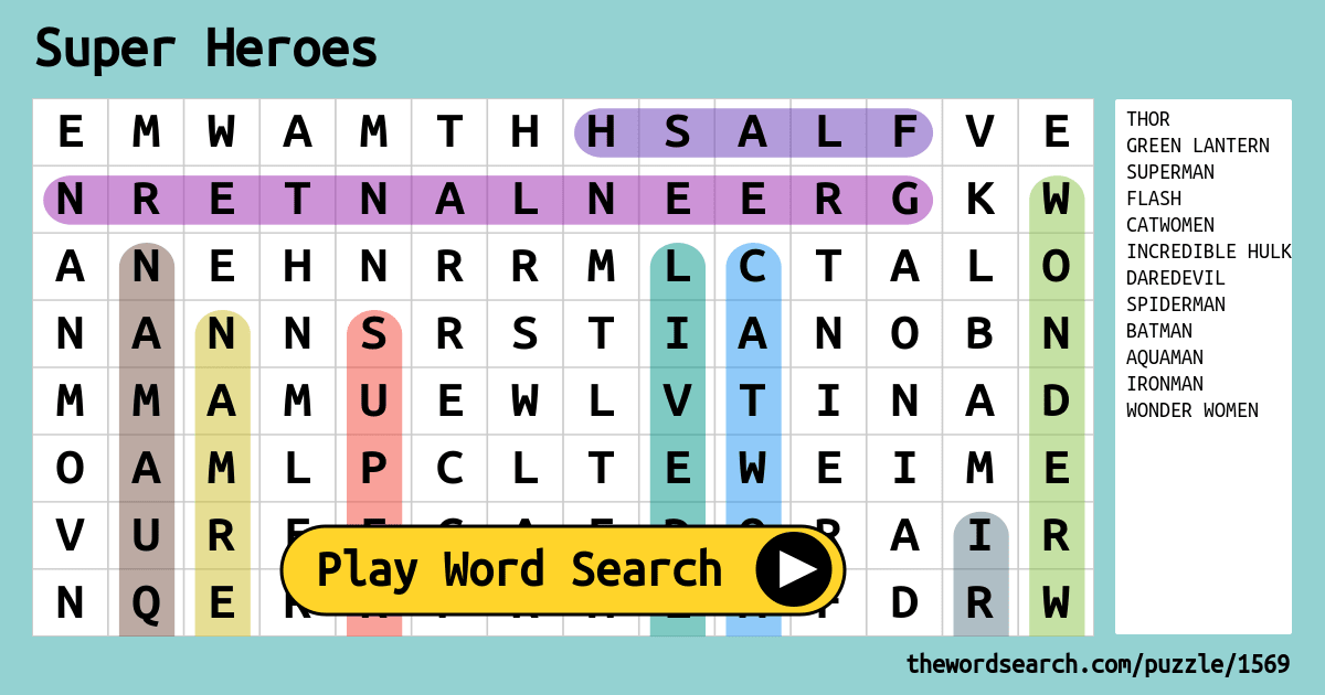 Super Heroes Word Search