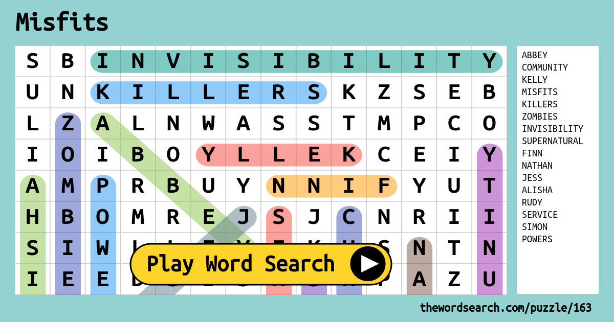 Misfits Word Search