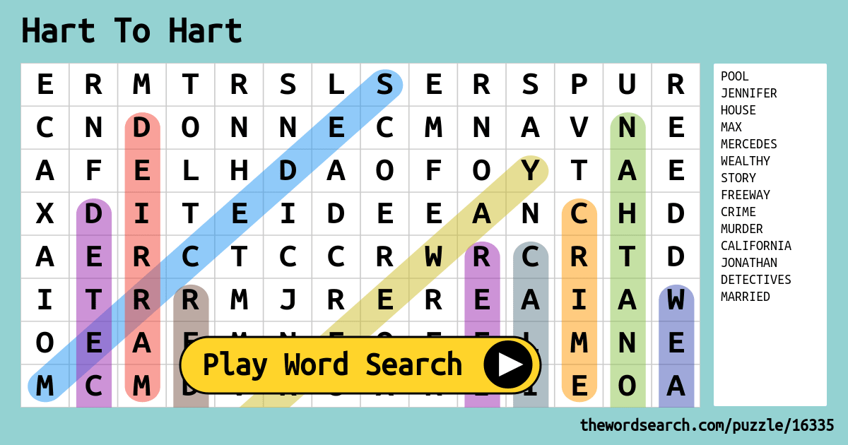 Hart To Hart Word Search