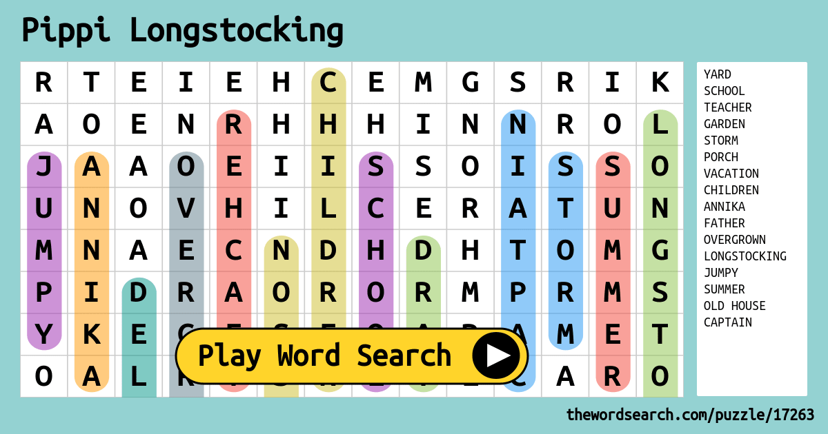 Pippi Longstocking Word Search