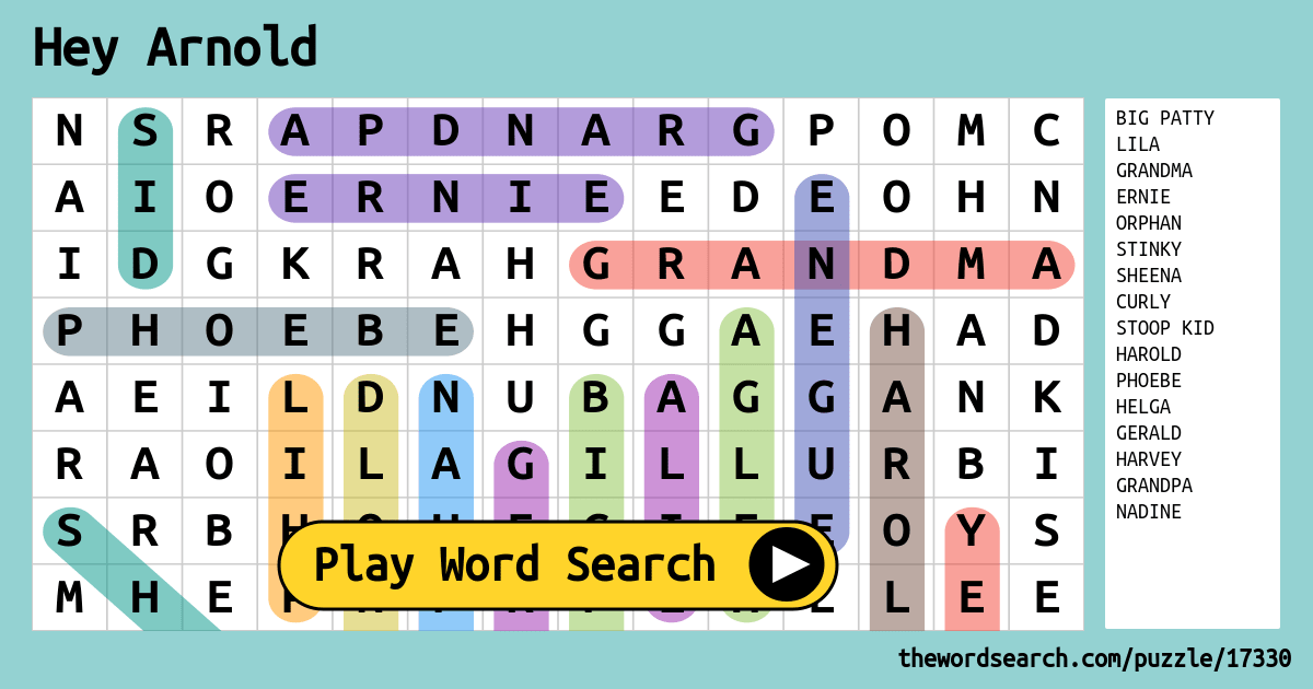 Hey Arnold Word Search
