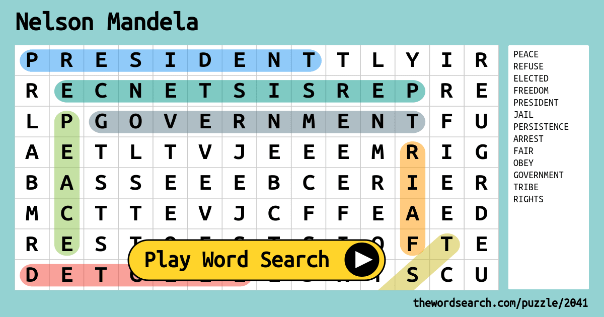 Nelson Mandela Word Search