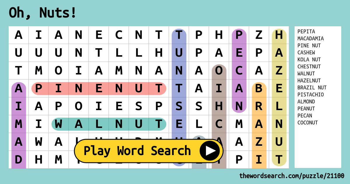 Oh, Nuts! Word Search
