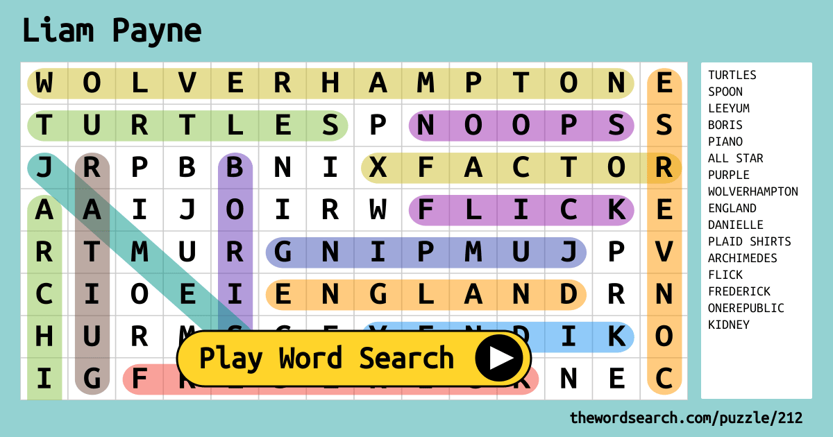 Liam Payne Word Search