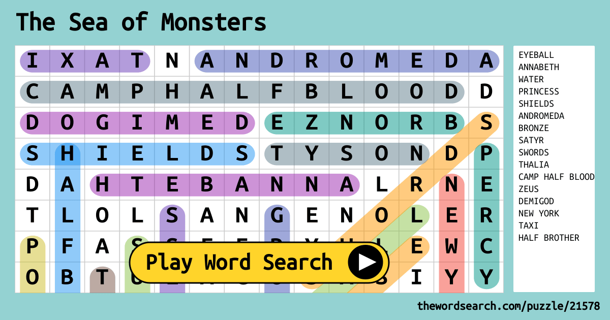 The Sea of Monsters Word Search