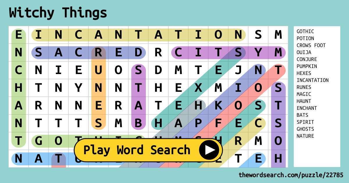 Witchy Things Word Search