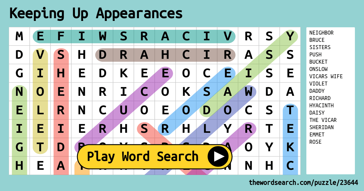 Keeping Up Appearances Word Search