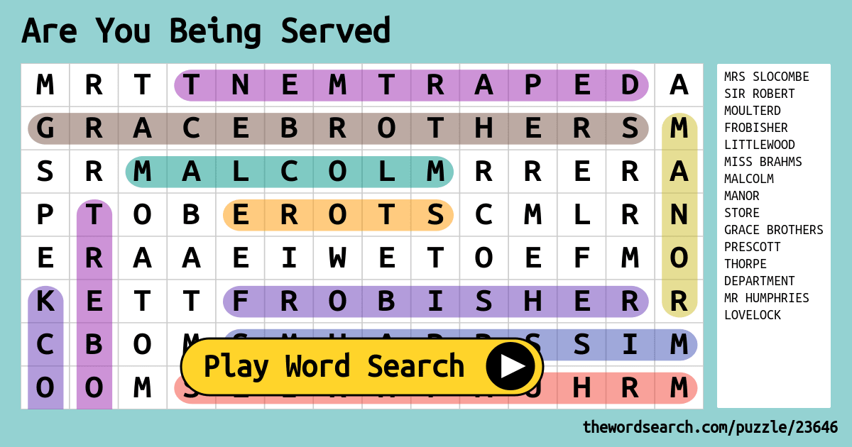 Are You Being Served Word Search