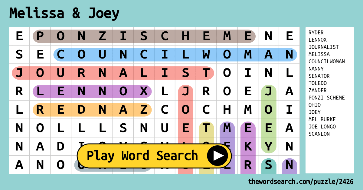 Melissa & Joey Word Search