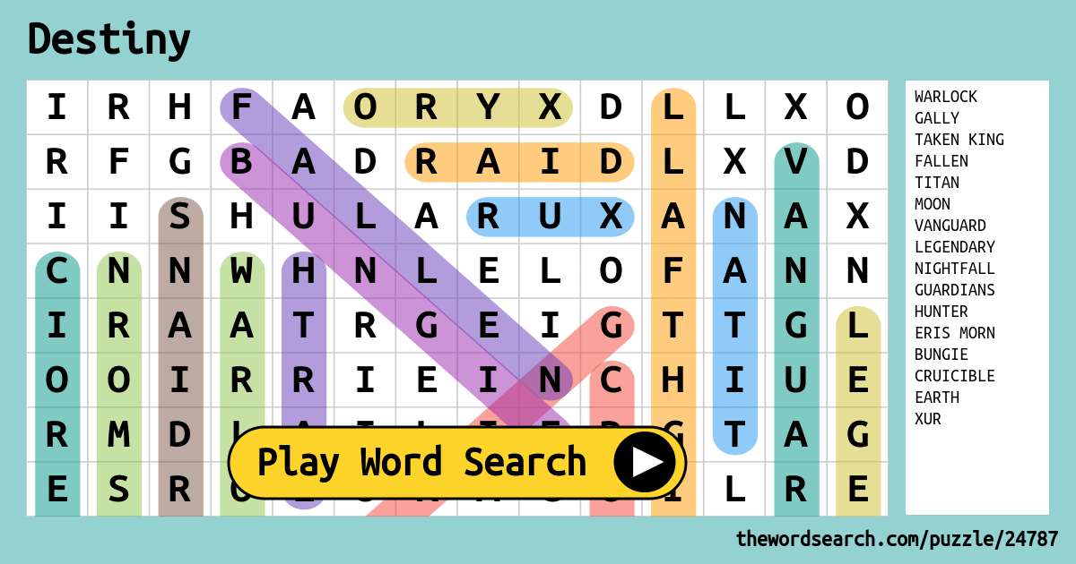 Destiny Word Search