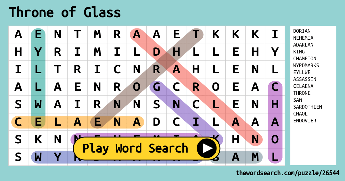 Throne of Glass Word Search