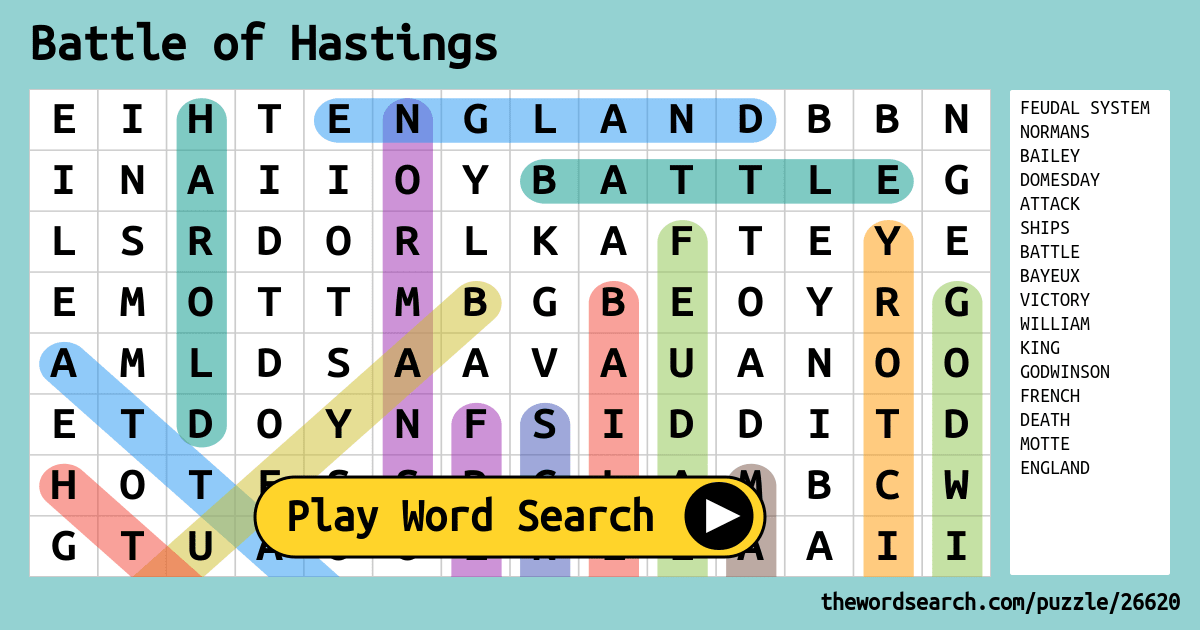 Battle Of Hastings Word Search