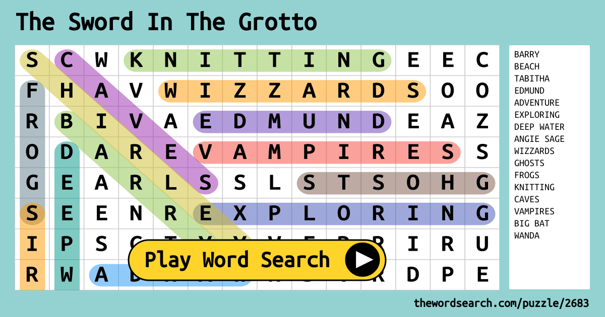 The Sword In The Grotto Word Search