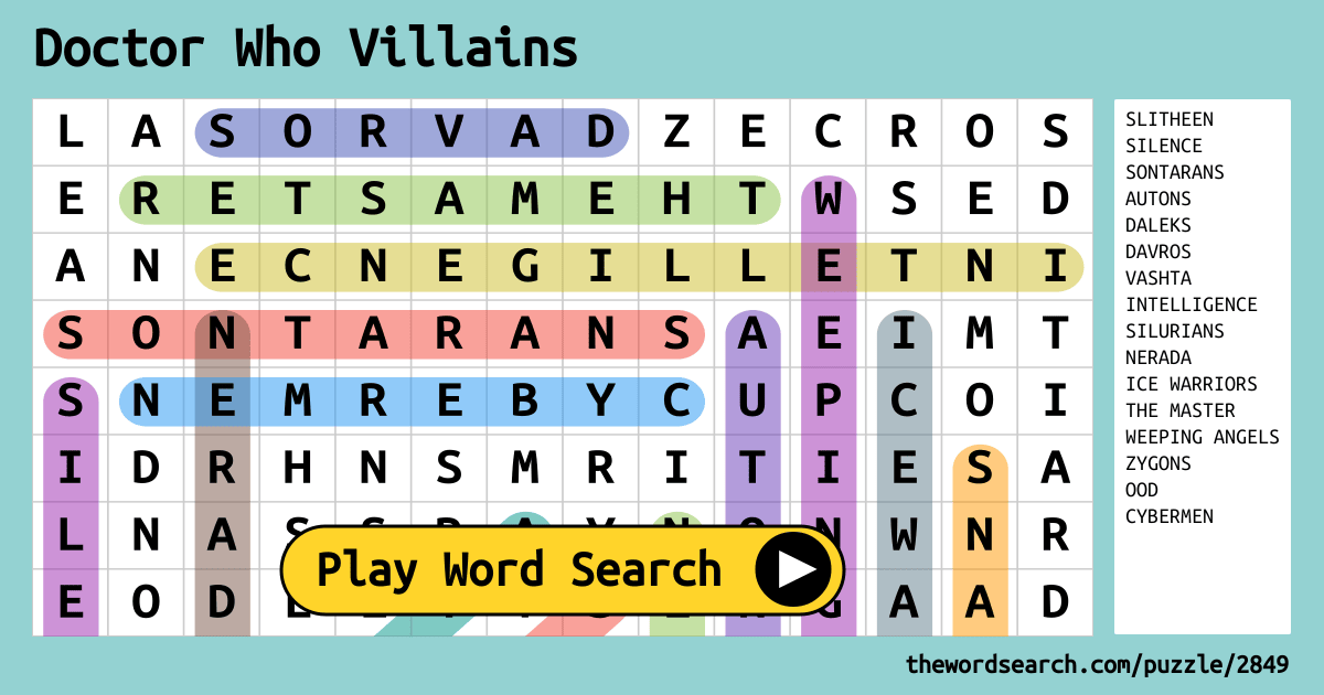 Download Word Search on Doctor Who Villains