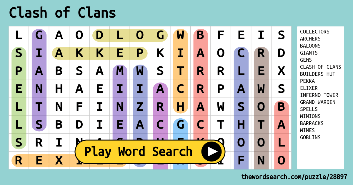 Clash of Clans Word Search