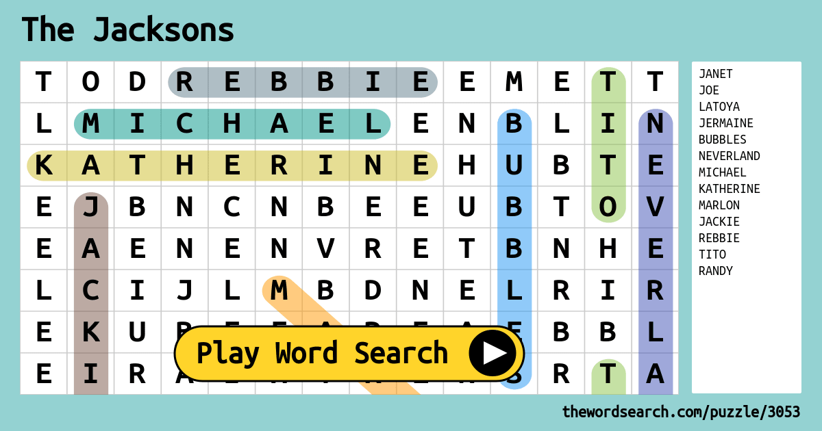 The Jacksons Word Search