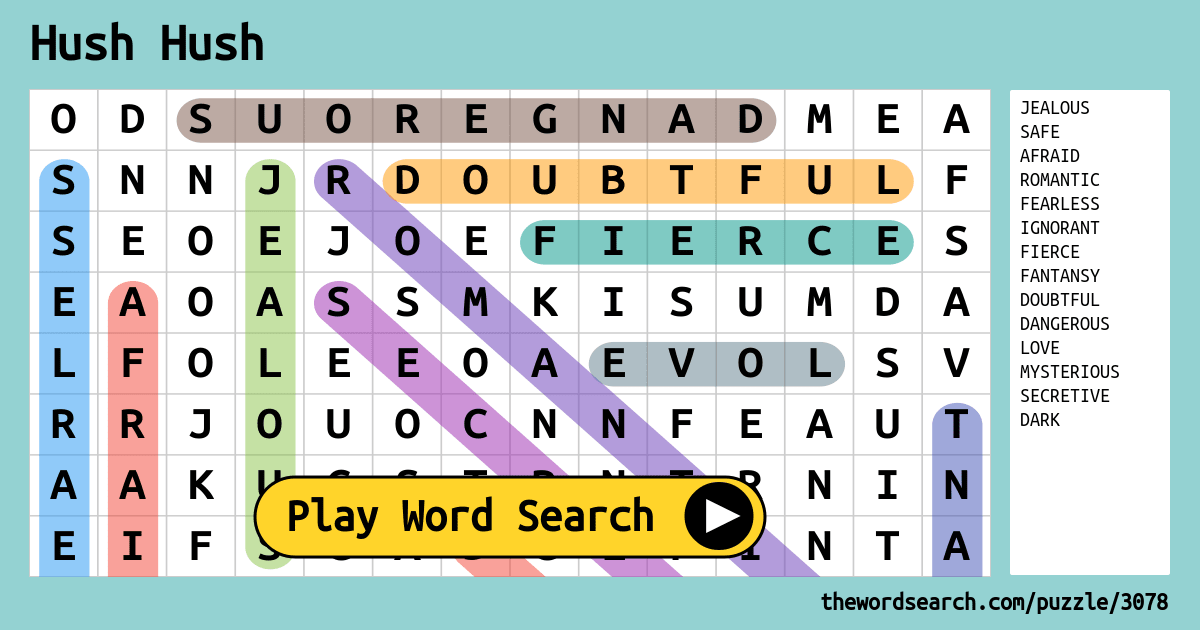 Hush Hush Word Search