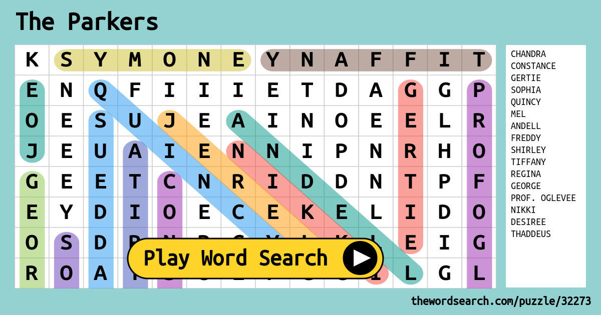The Parkers Word Search