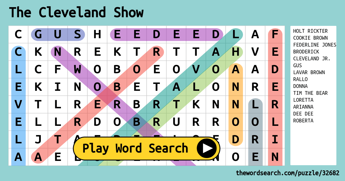 The Cleveland Show Word Search