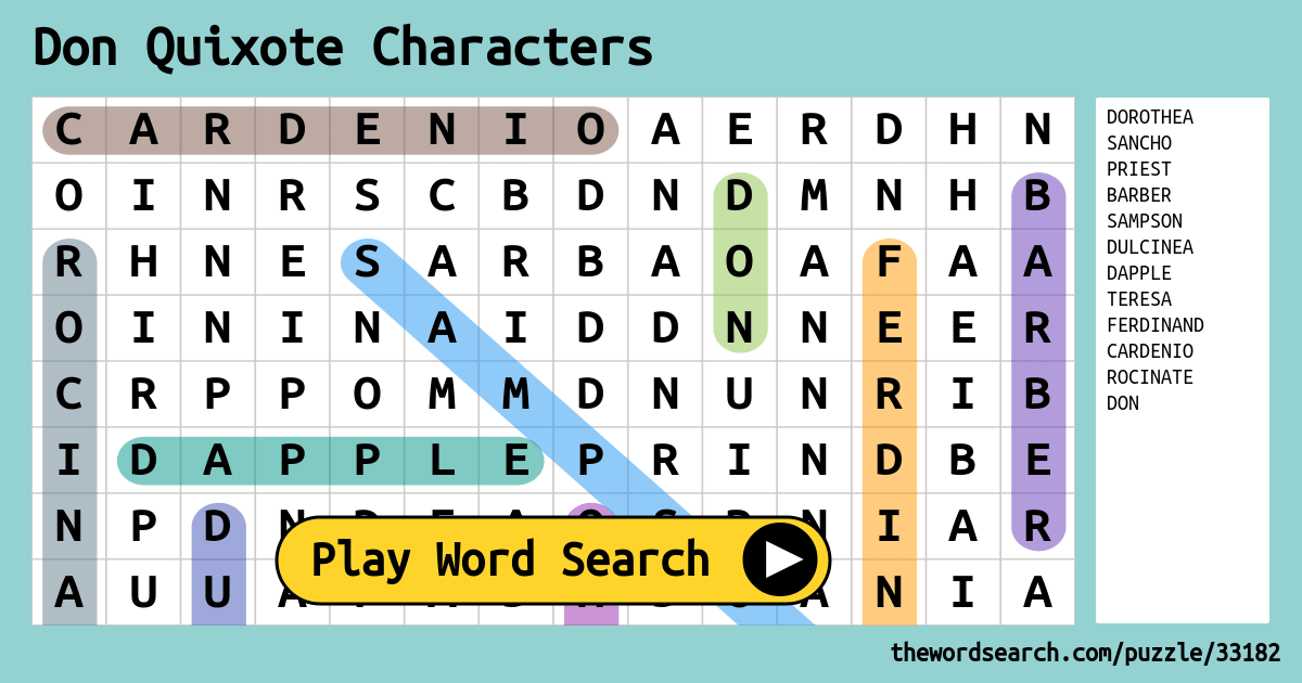 Don Quixote Characters Word Search