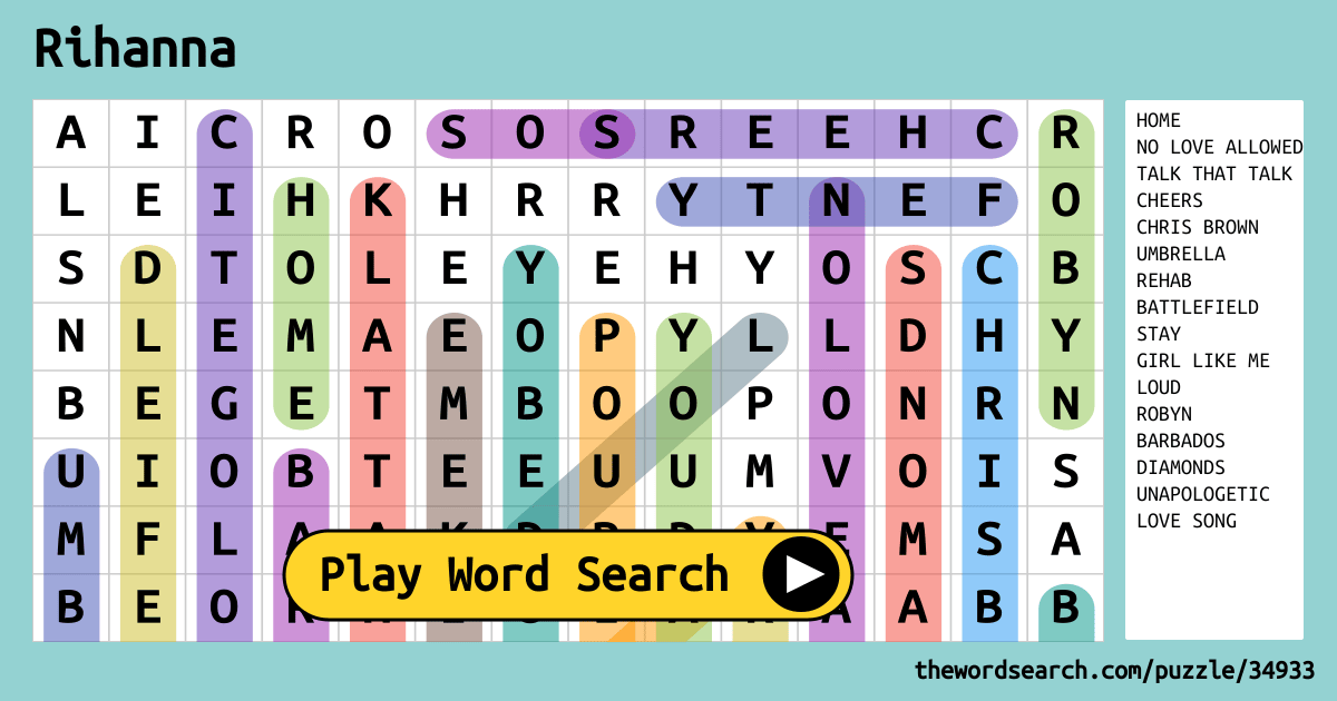 Rihanna Word Search