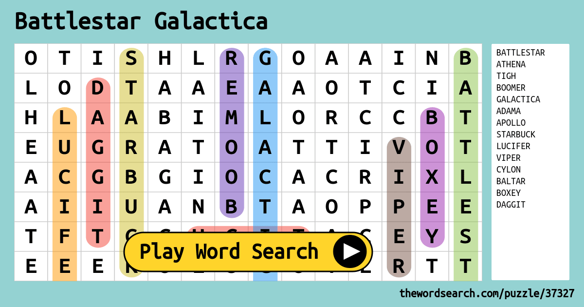 Battlestar Galactica Word Search