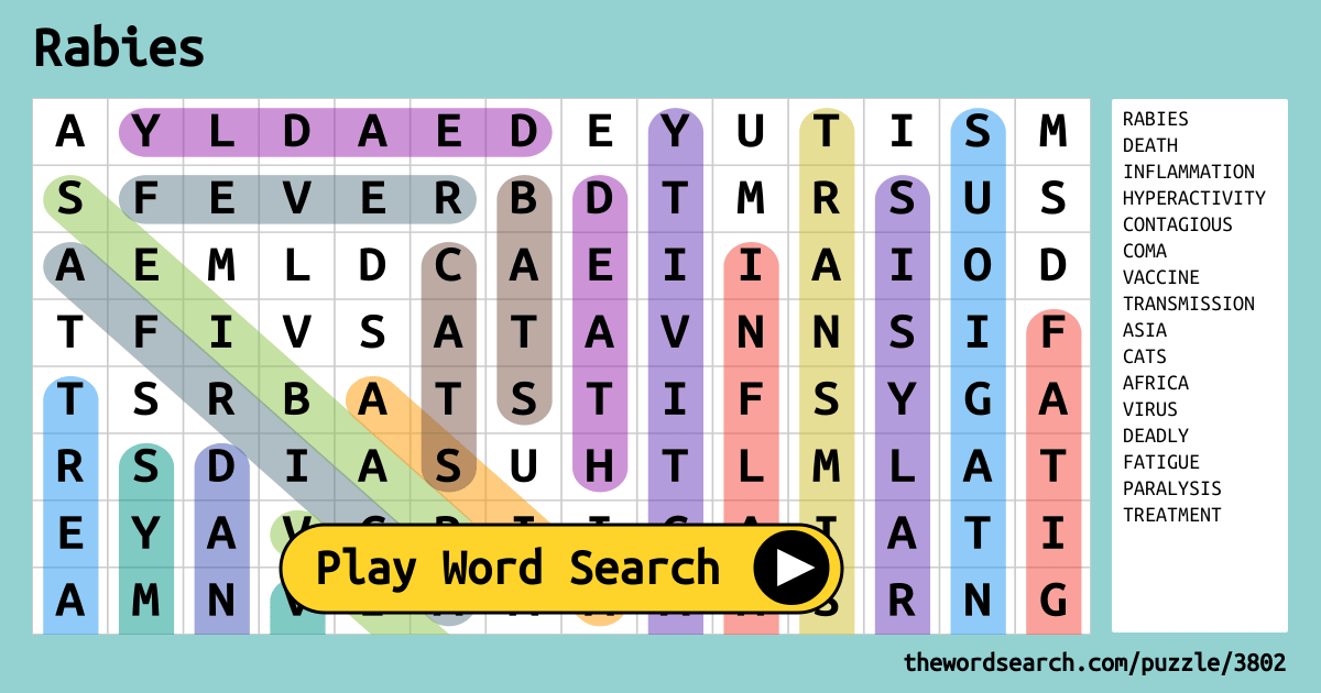 Rabies Word Search