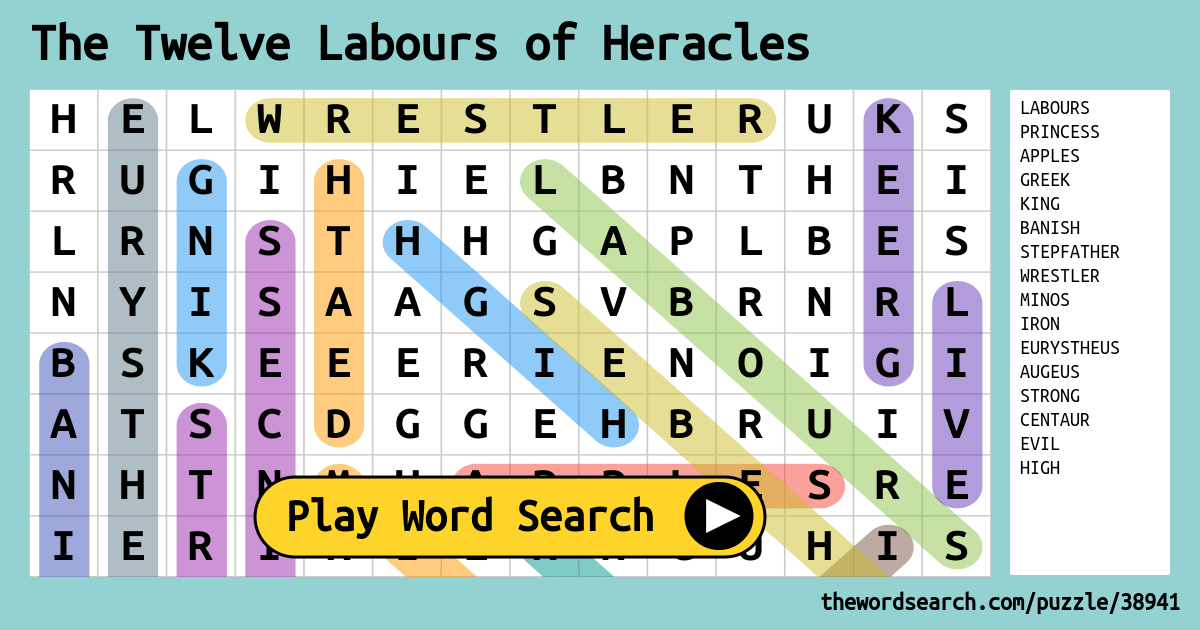 Download Word Search on The Twelve Labours of Heracles