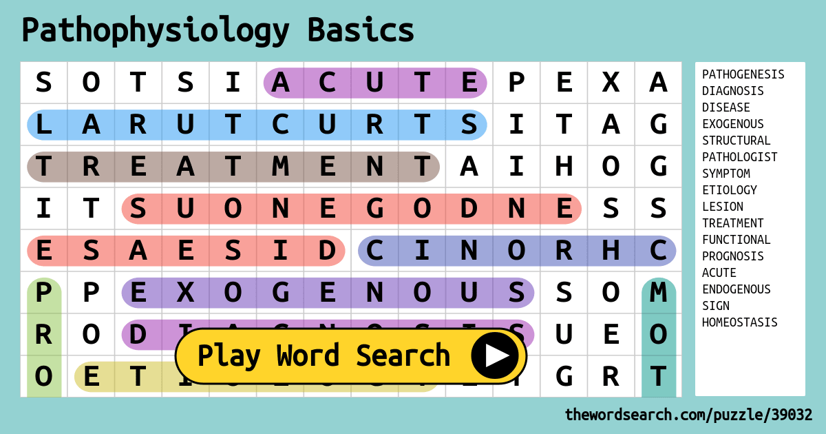 Pathophysiology Basics Word Search