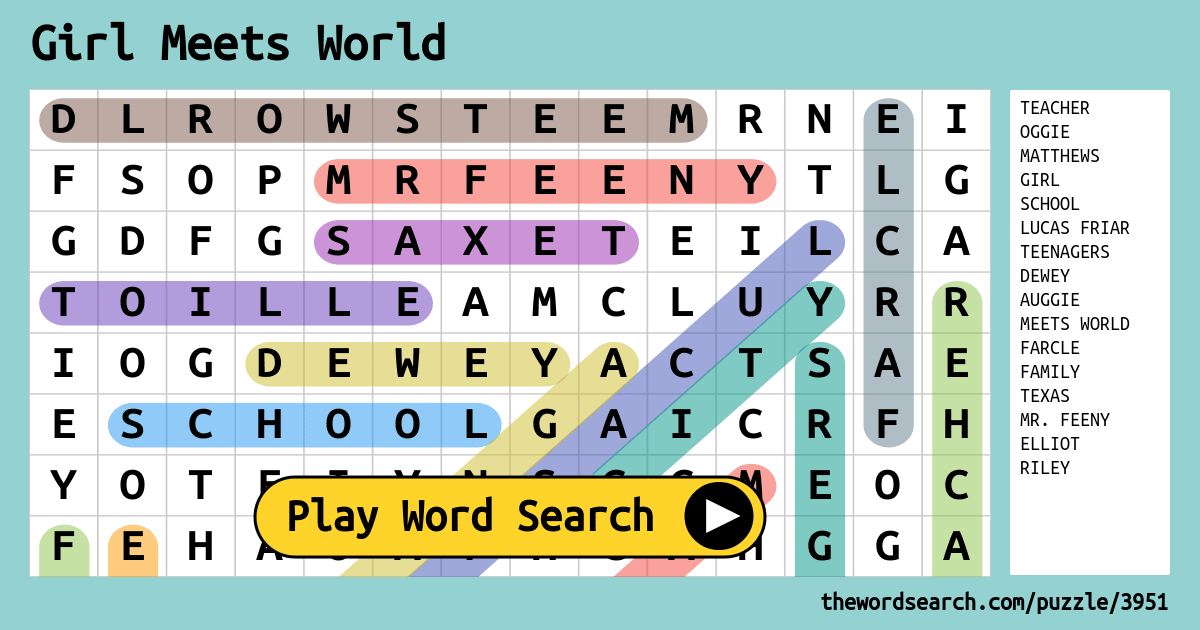 Girl Meets World Word Search