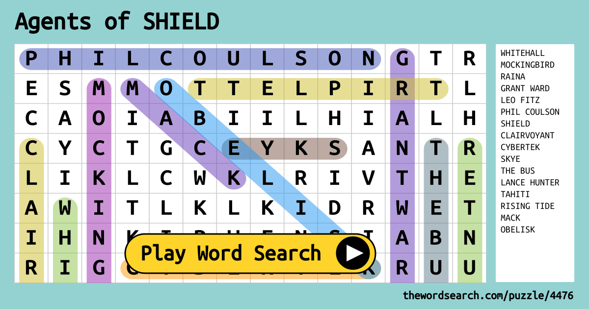 Agents of SHIELD Word Search