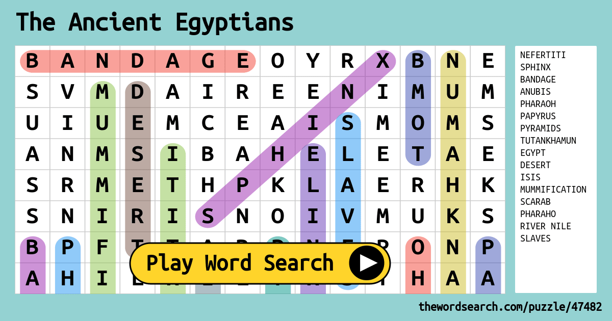 The Ancient Egyptians Word Search