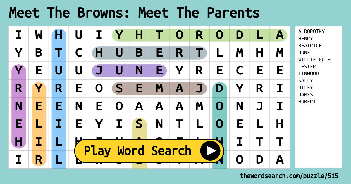 Meet The Browns: Meet The Parents Word Search