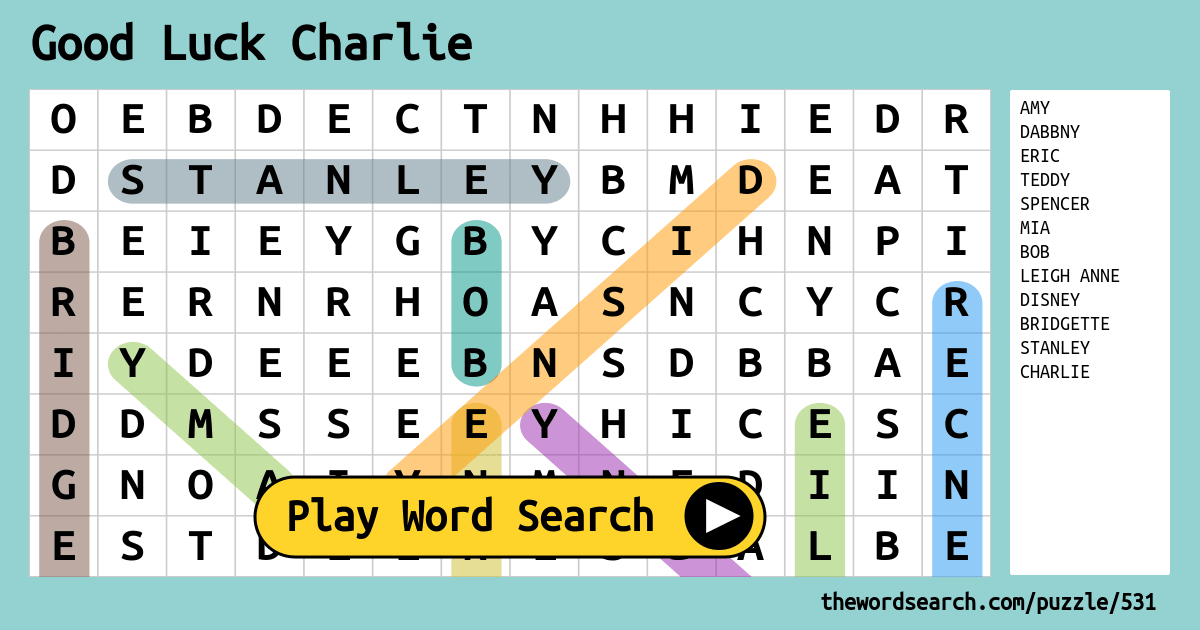 Good Luck Charlie Word Search