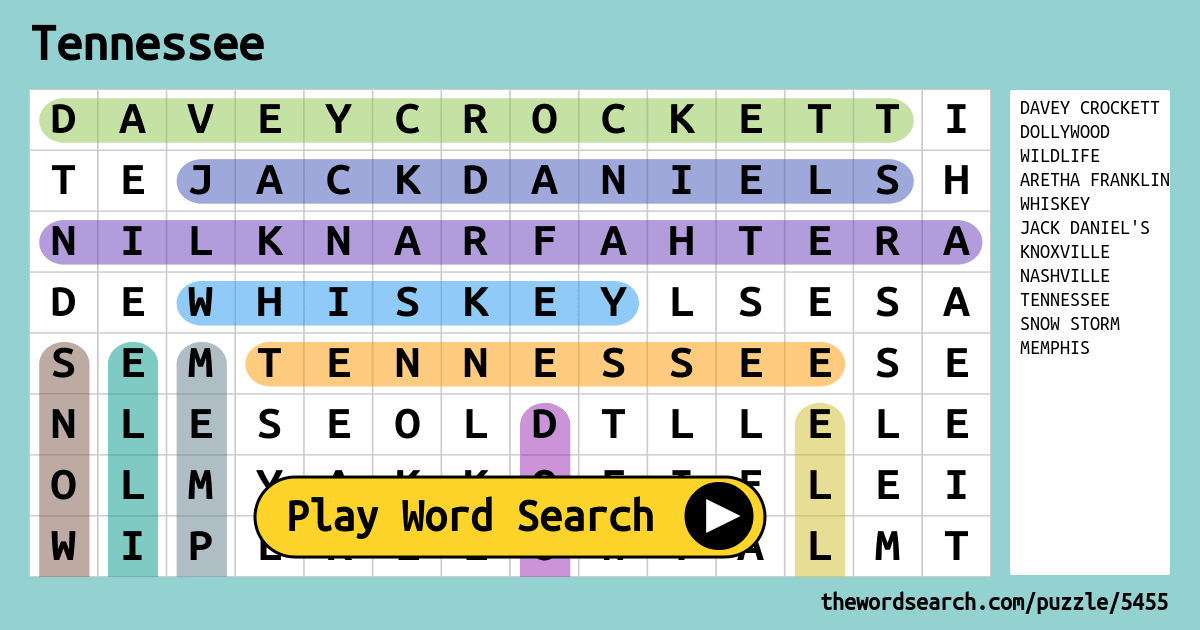Tennessee Word Search