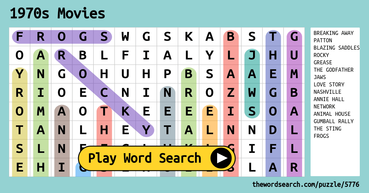 1970s Movies Word Search