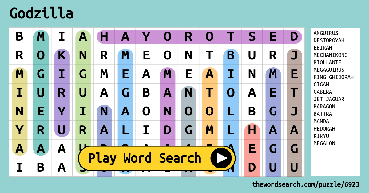 Godzilla Word Search